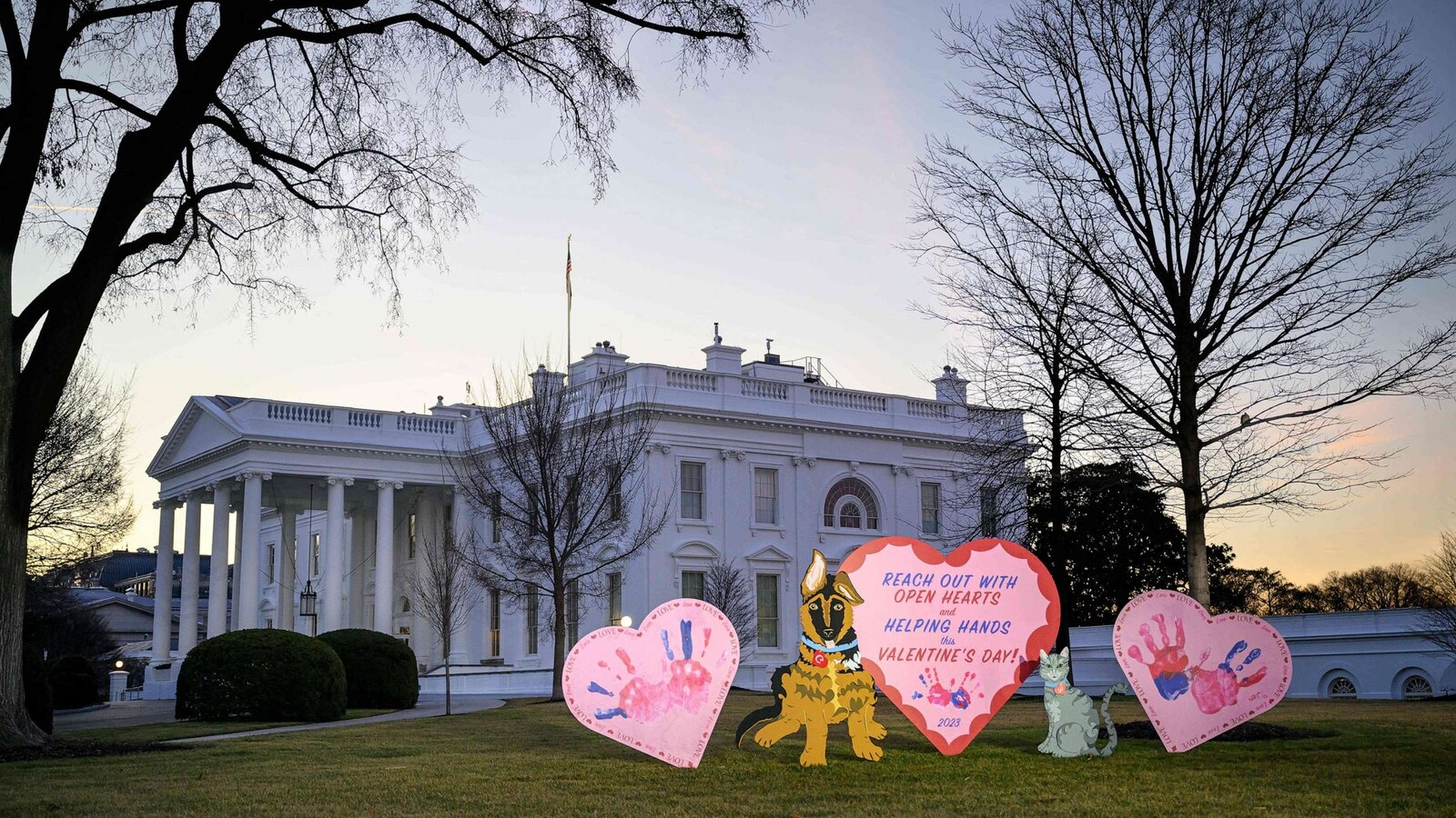 First lady Jill Biden installs Valentine's Day decor at White House ...