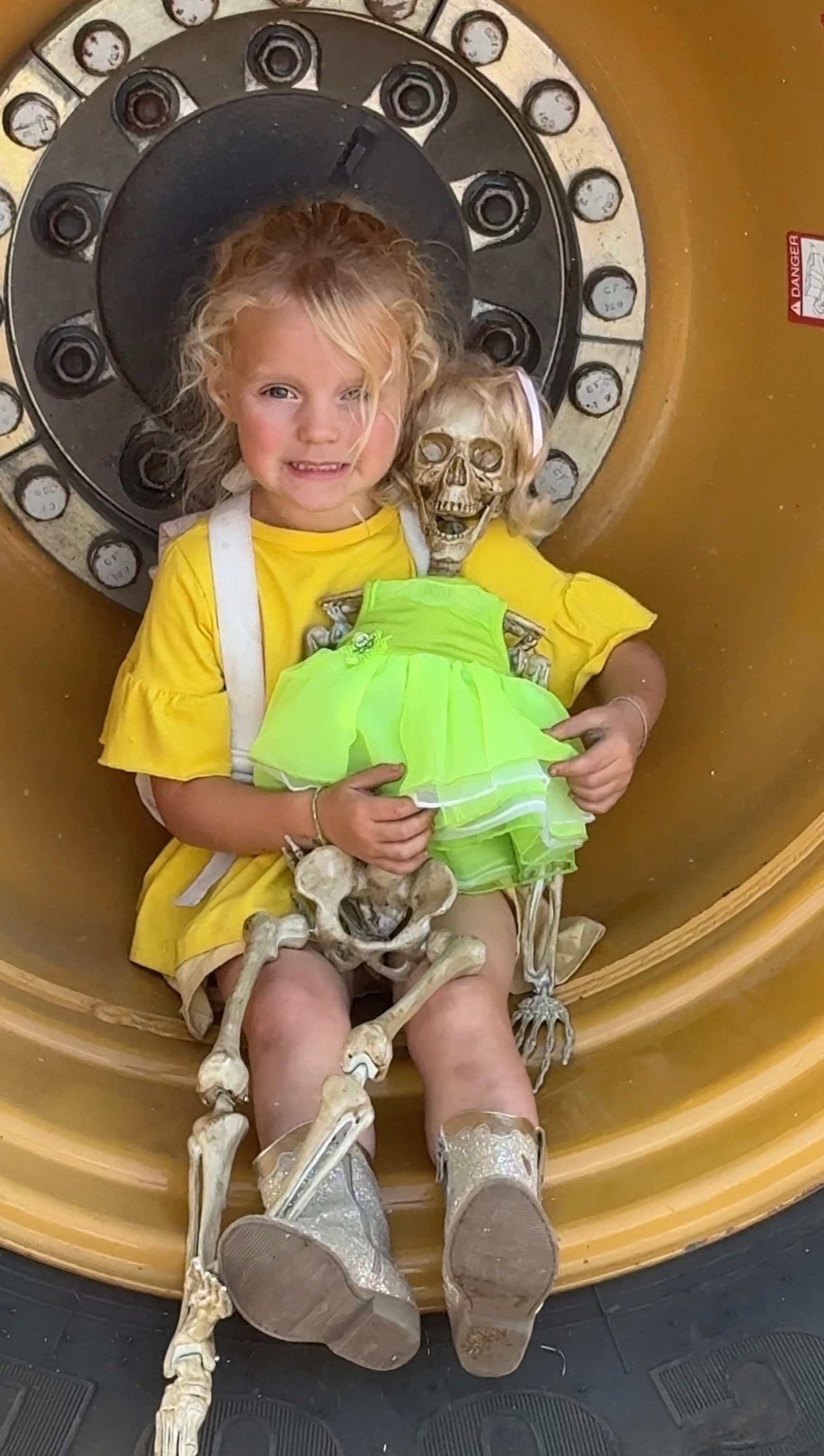 3-year-old loves to take her beloved Halloween skeleton decoration ...