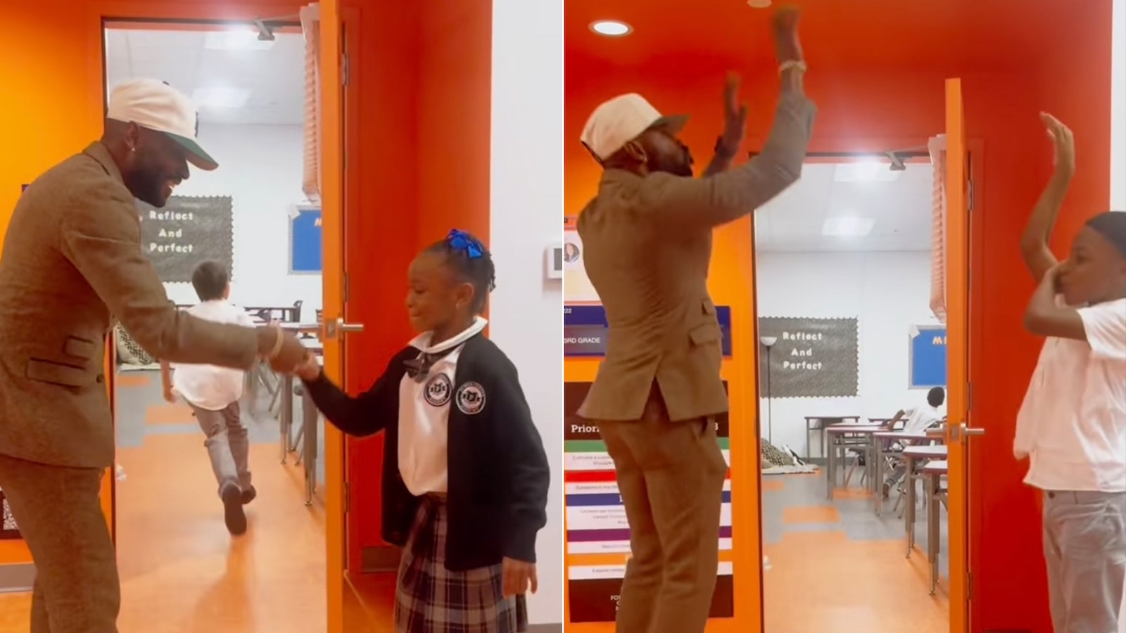 Teacher shares viral handshakes with students after returning to ...