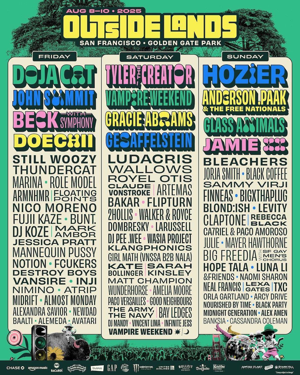 Outside Lands 2025: Full lineup, what to know about the music festival ...