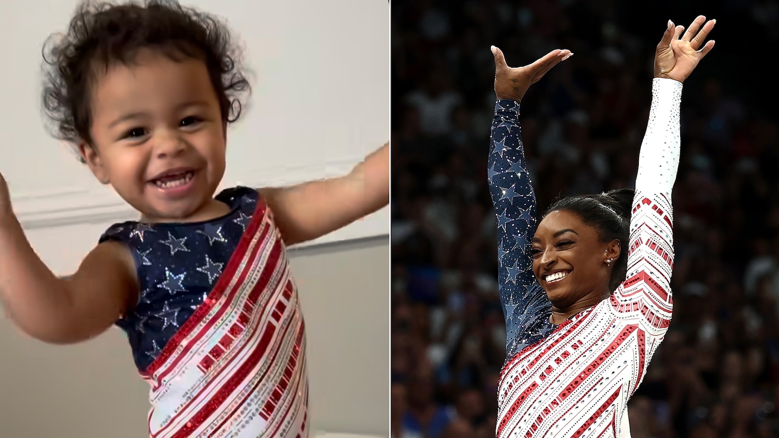 Simone Biles' niece matches her in mini Olympic leotard: See photos ...