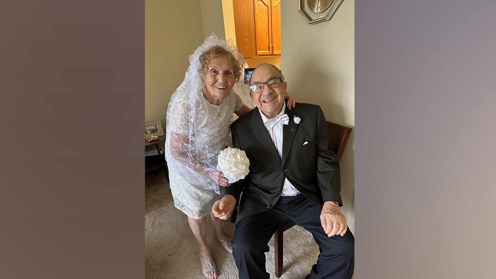 Couple celebrate 64th wedding anniversary by dressing up as bride and ...