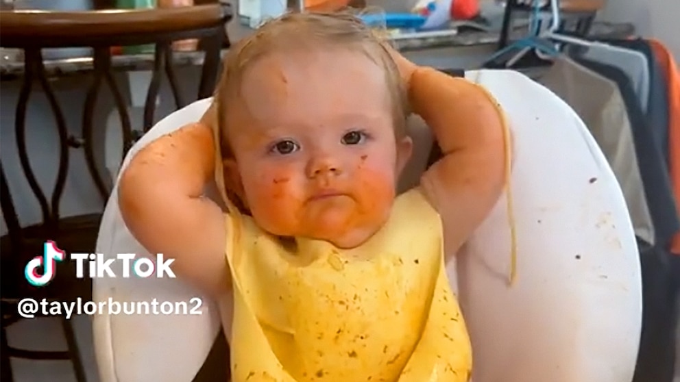 Mom’s funny TikTok shows why baby’s spaghetti night falls on dad’s turn for bath time - ABC News