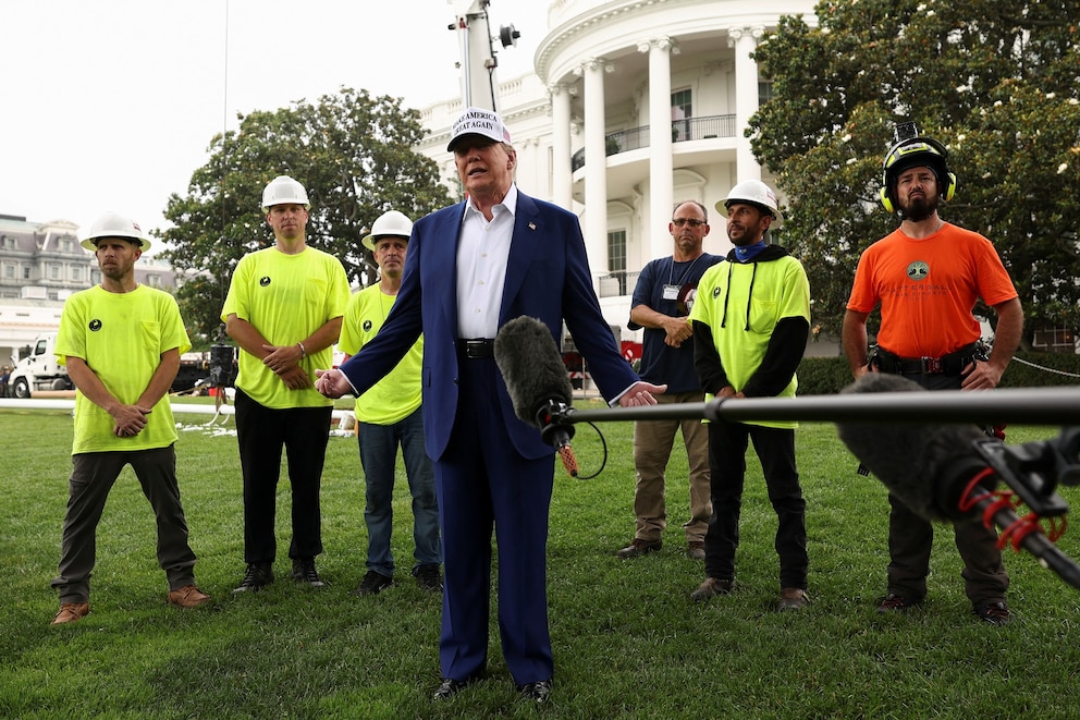 'Any illegal immigrants?' Trump questions workers installing White ...