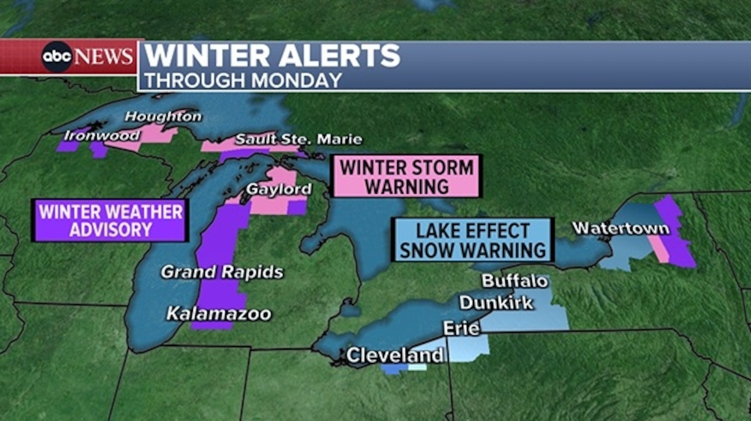 Lake Effect Snow Map Lake Effect Snow Expected Wednesday