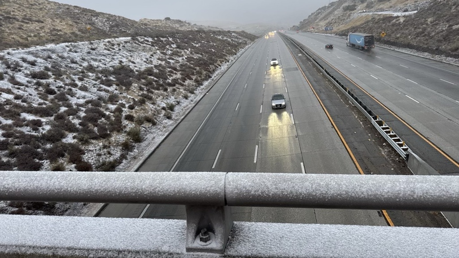 Snow shuts down major California freeway just days after an LA County ...