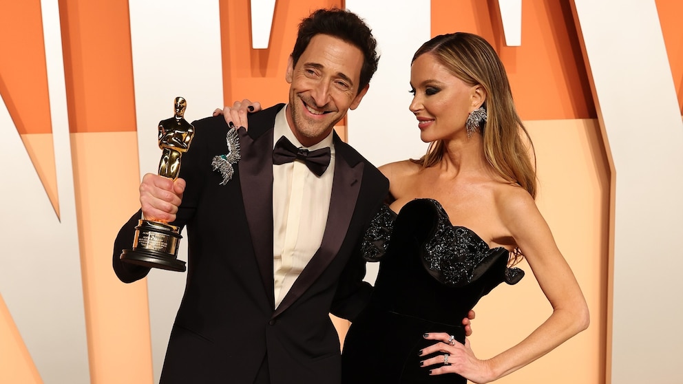 Adrien Brody gives partner Georgina Chapman's kids Oscars speech ...