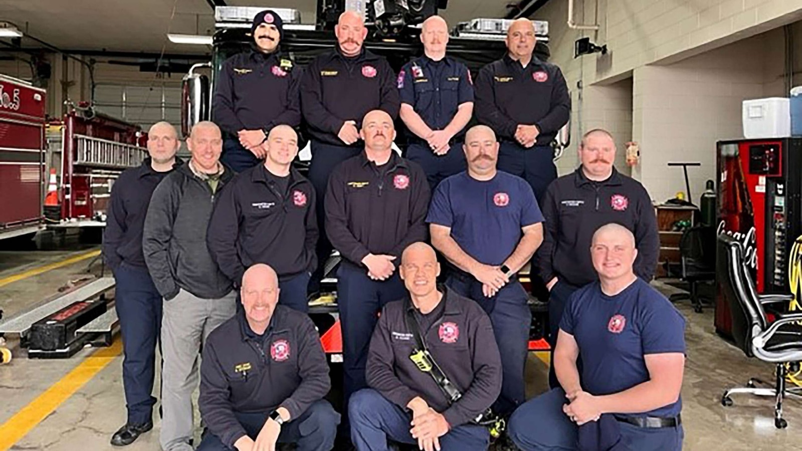 Firefighters shave heads to support fellow firefighter battling a brain ...