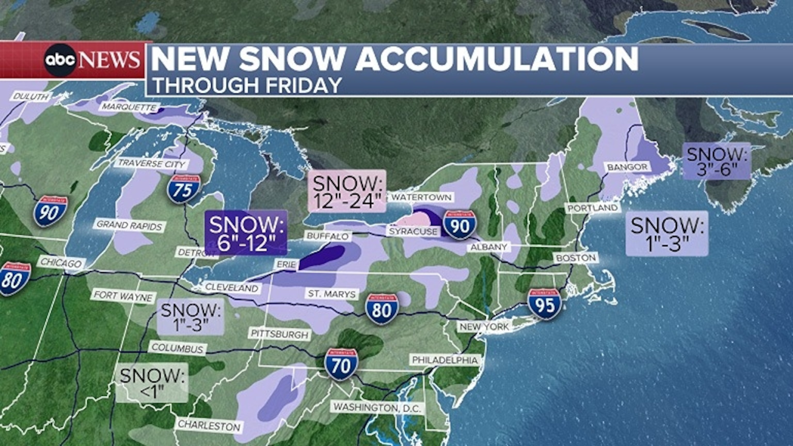 Snow, bitter cold temperatures ring in 2026 in the Northeast while ...