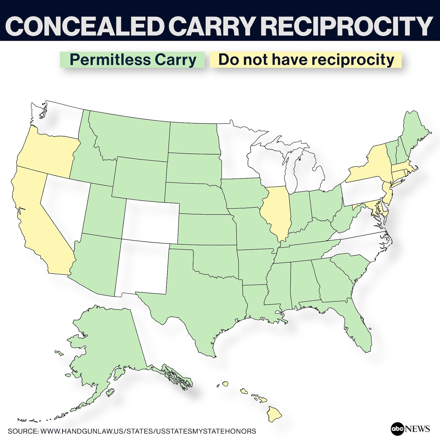 Tennessee Concealed Carry Reciprocity Map Constitutional Carry And CCW