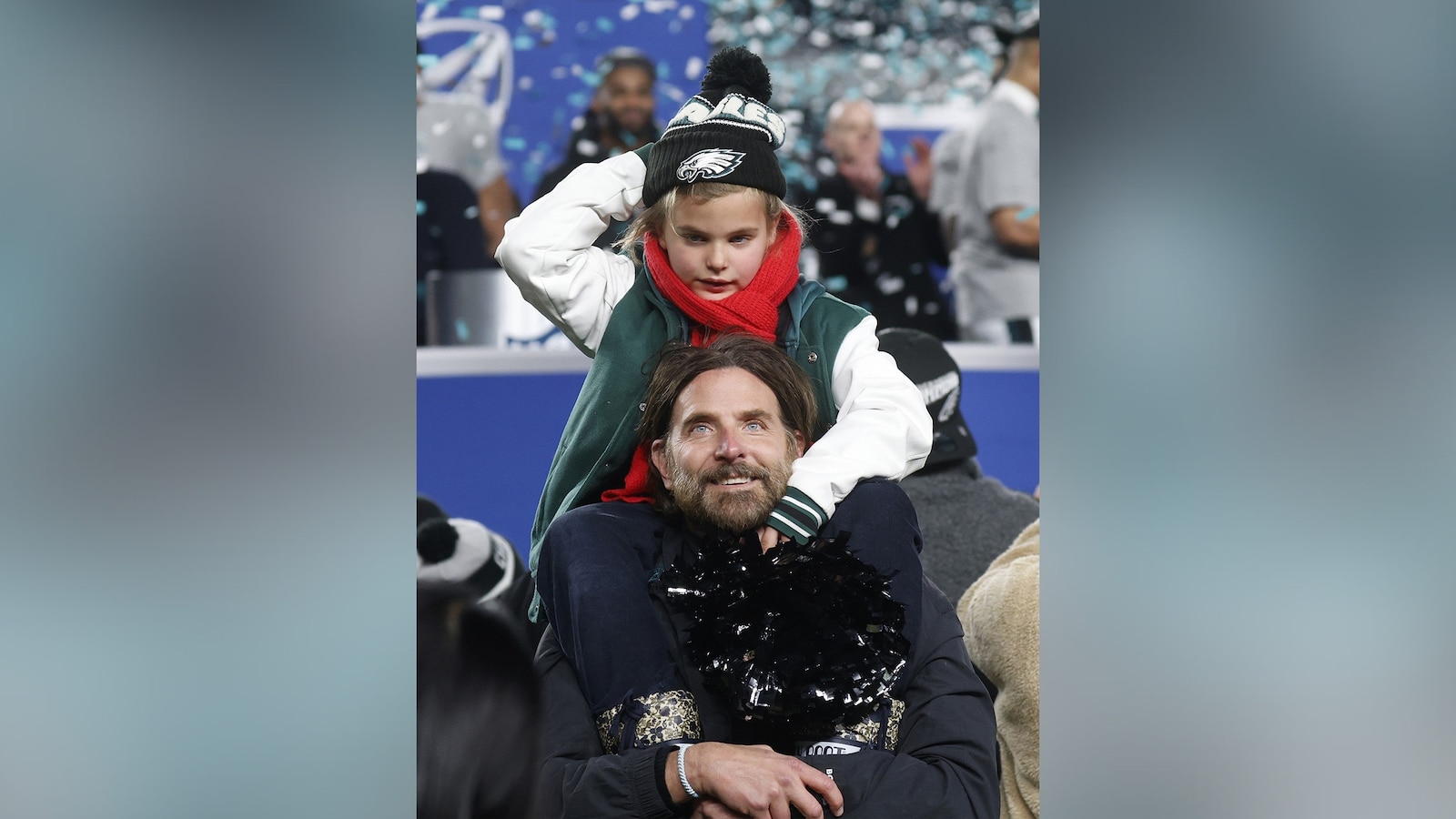 Bradley Cooper pumps up Philadelphia Eagles crowd alongside daughter ...