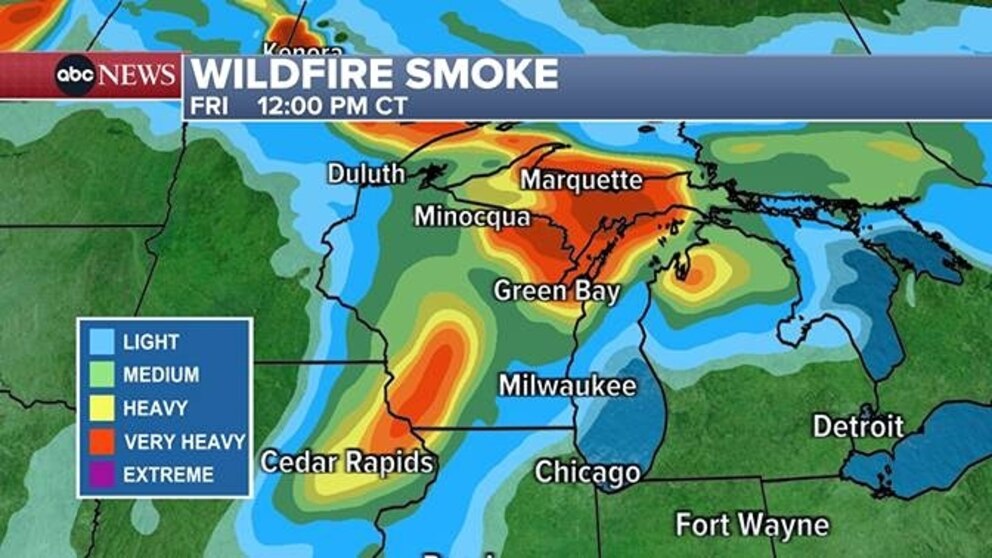 Map: US states could face unhealthy air quality due to Canada wildfires ...
