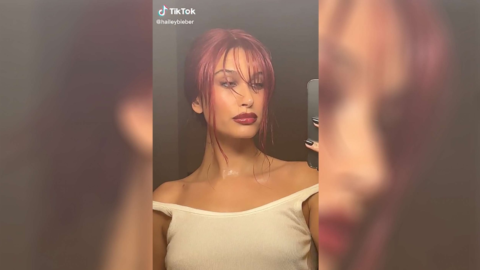 Hailey Bieber shows off ruby red hair for Halloween and fans approve ...