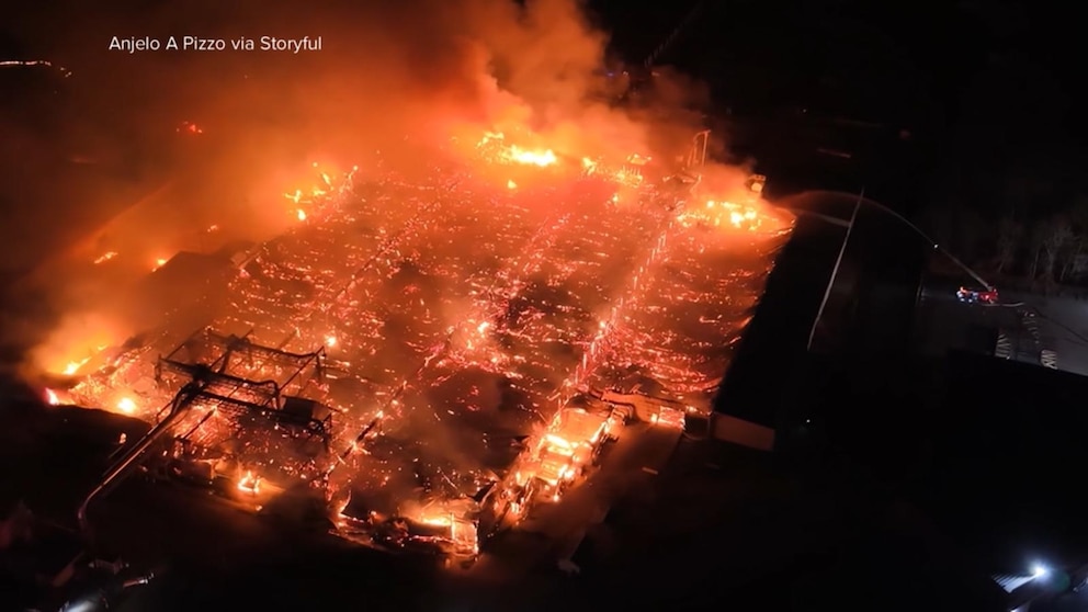 Video Massive fire engulfs shuttered plywood plant in Virginia - ABC News