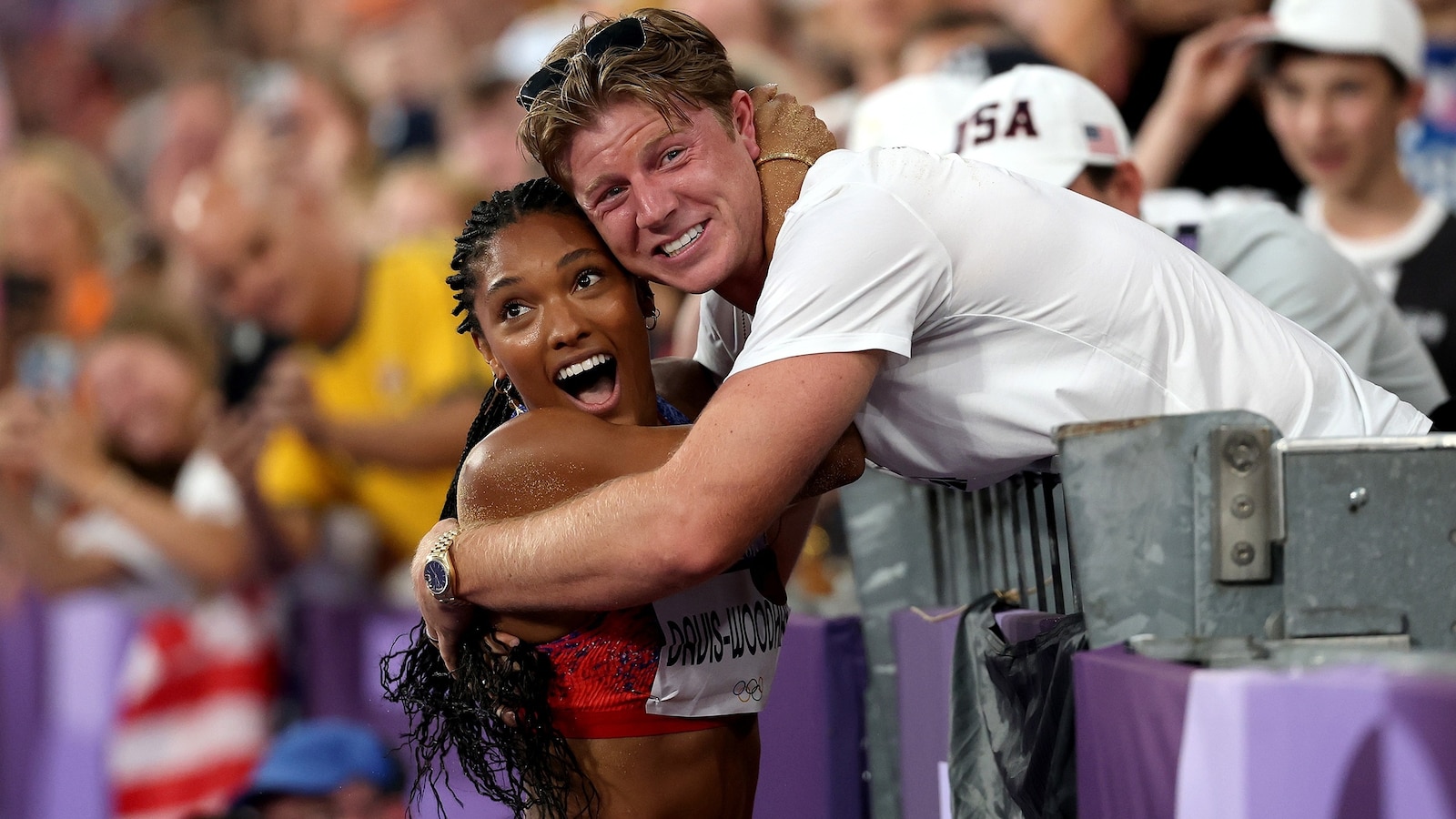 Olympic power couple Tara Davis-Woodhall and Hunter Woodhall celebrate ...