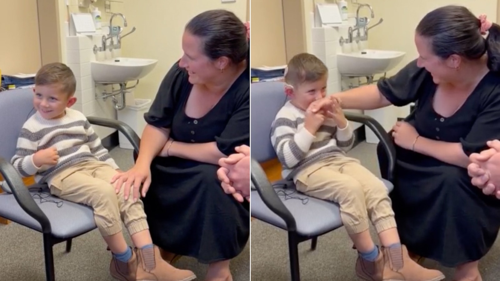 Boy with cochlear implants shares sweet smile after hearing parents for ...