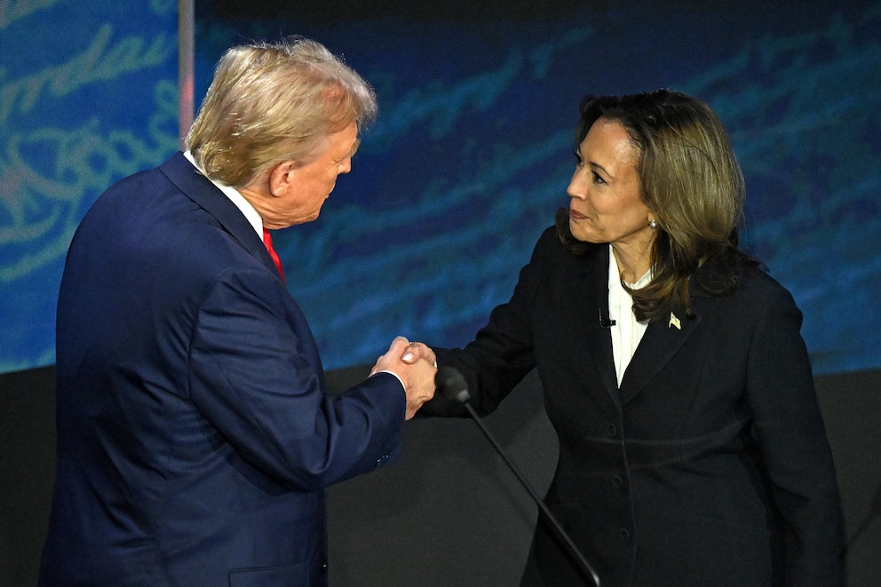 Kamala Harris, Donald Trump shake hands again at 9/11 anniversary ...