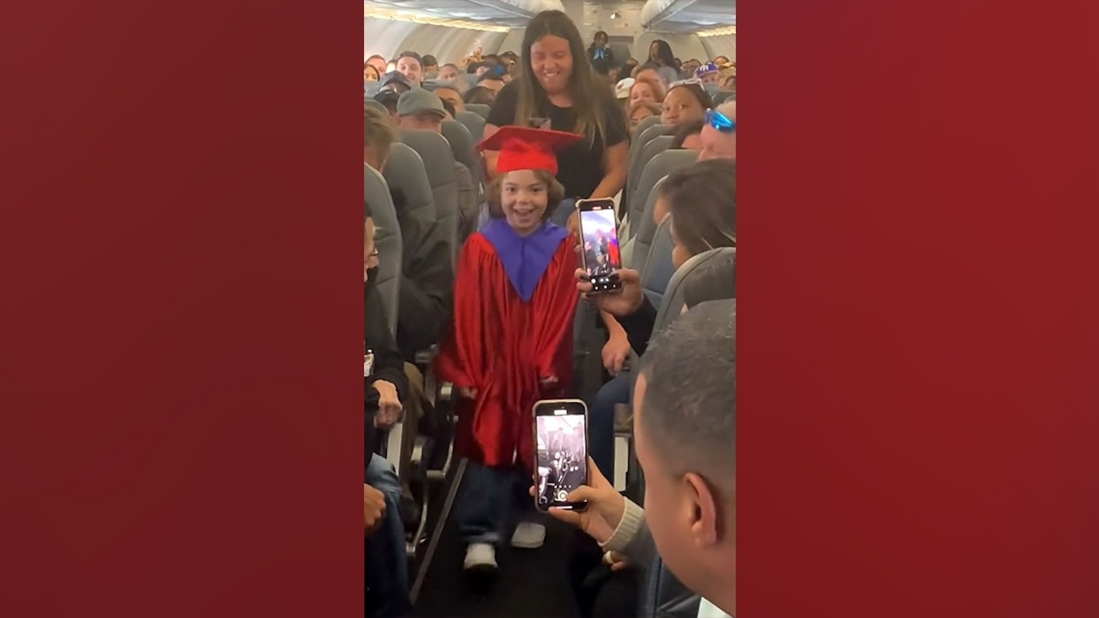 Plane passengers give mid-air celebration to 5-year-old who missed ...