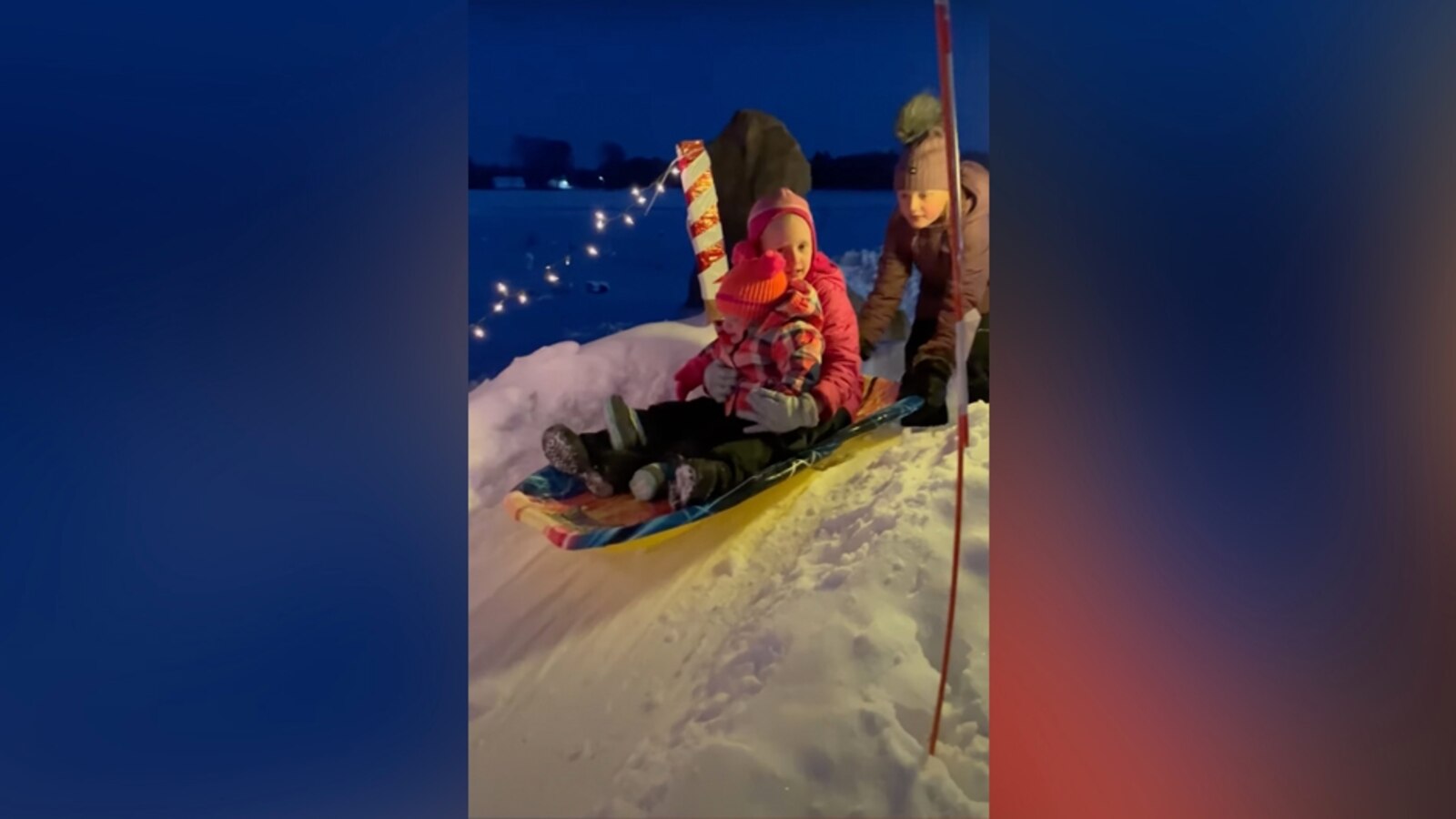 Grandfather builds 200-foot long backyard sledding course for his ...