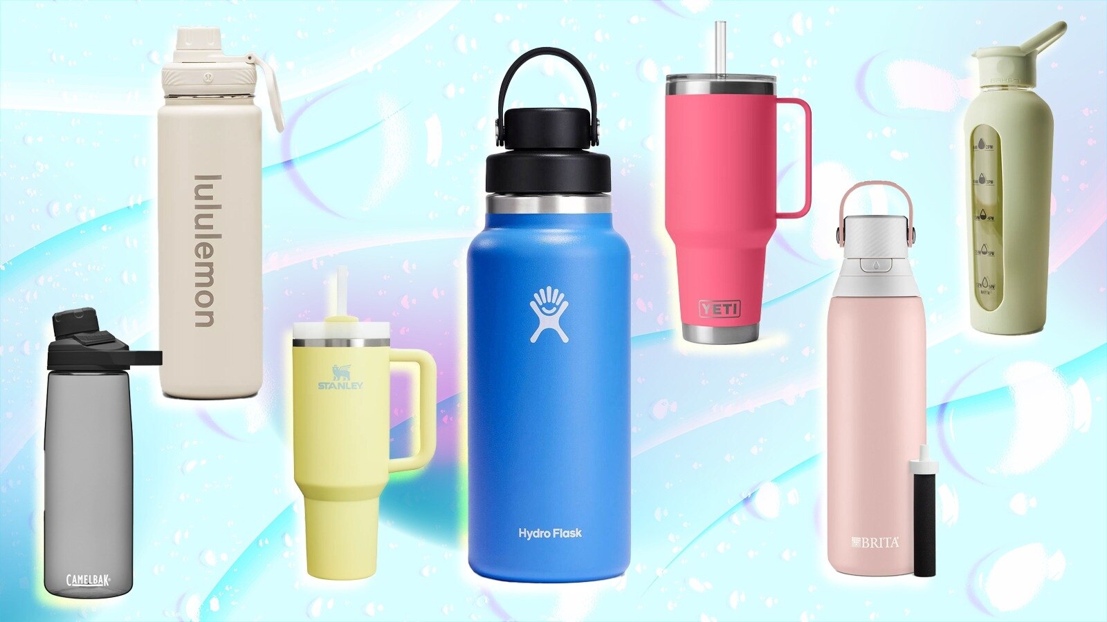 Hydracy Water Bottle with Times to Drink Straw ー Large Litre BPA Free M