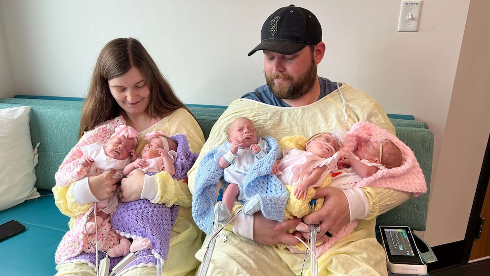 Mississippi parents share 1st photos with their 'miracle' quintuplets ...