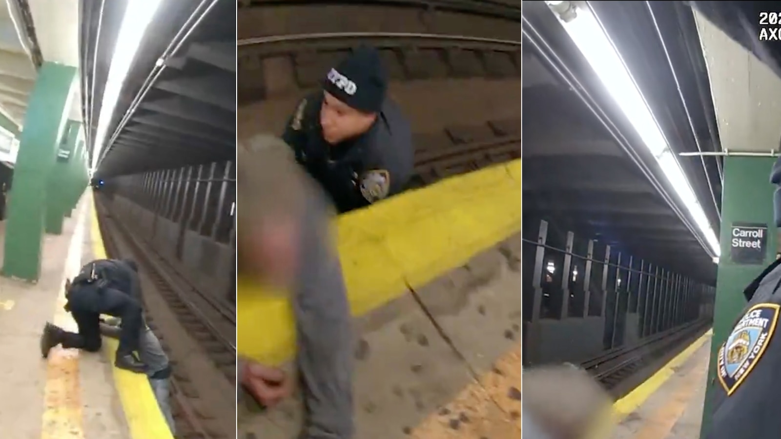 NYPD officers help rescue man who fell onto subway tracks - ABC News