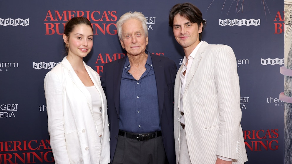 Michael Douglas steps out on red carpet with son Dylan, daughter Carys ...