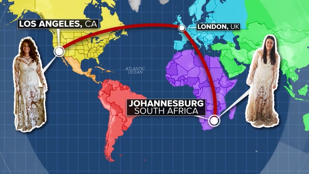 Video 2 brides bond over traveling wedding dress - ABC News